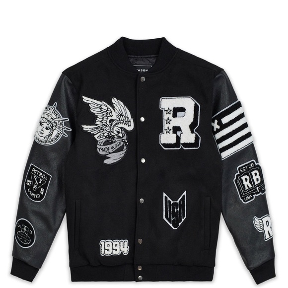 Reason | Jackets & Coats | Mens Reason Classic Wool Multi Patch Varsity ...